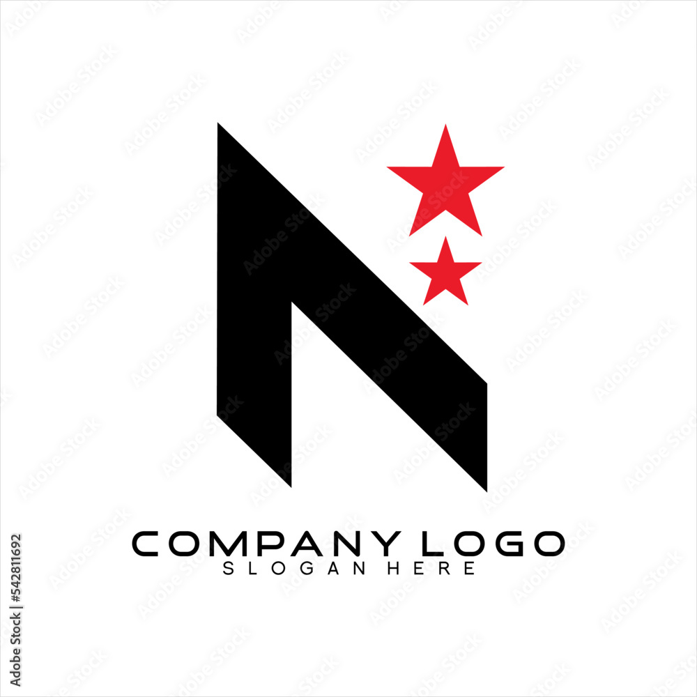 N logos. Letter N vector logo design with two stars. Stock Vector ...
