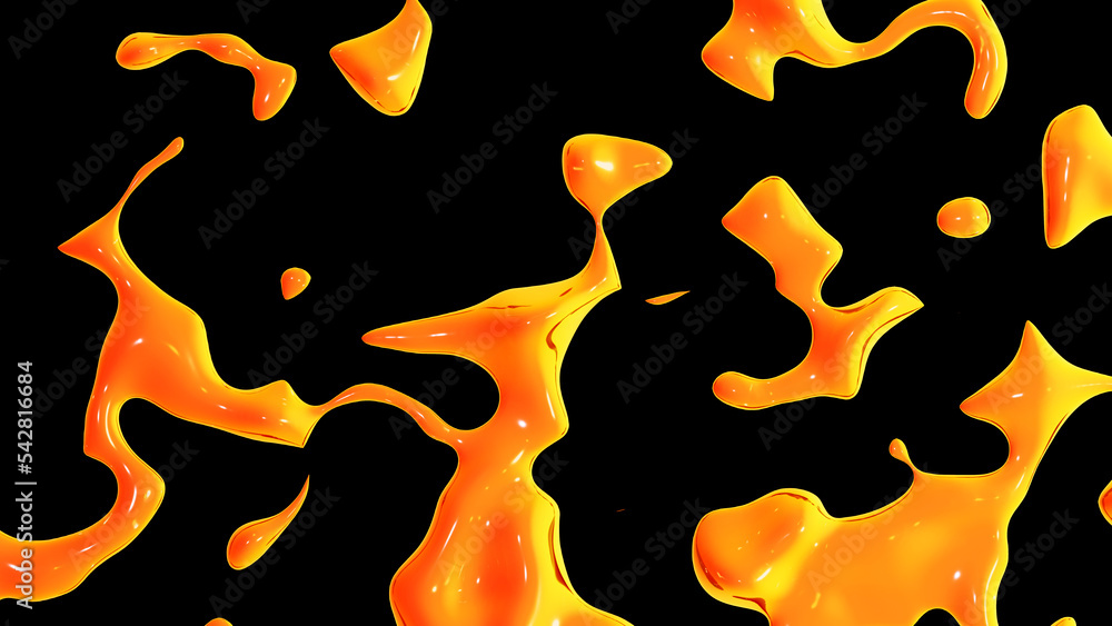 Fluid metallic drops y2k orange background. Dynamic iridescent ...