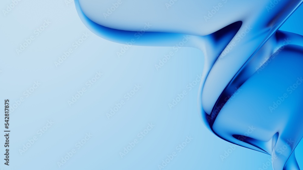 Abstract 3D light blue fluid twisted wavy glass morphism. Design visual ...