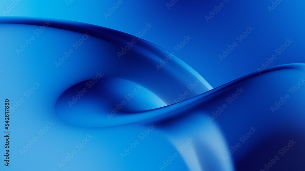 Abstract 3D blue fluid twisted wavy glass morphism. Design visual ...