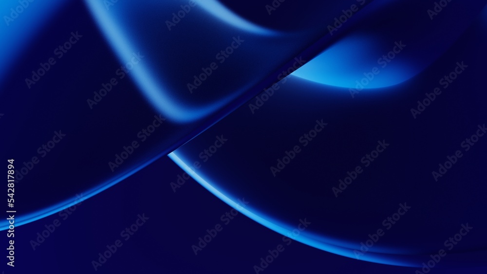Abstract 3D dark blue fluid twisted wavy glass morphism. Design visual ...