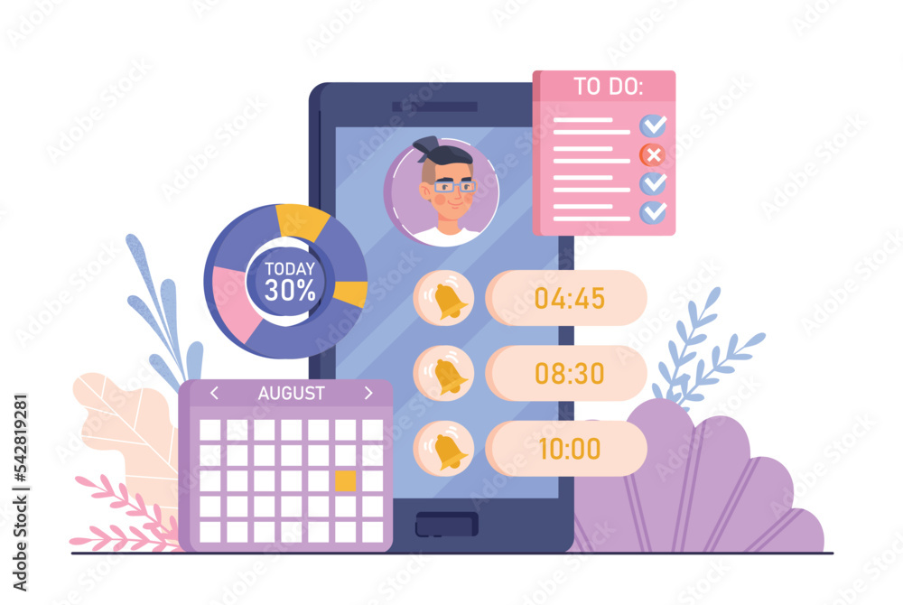 Appointment booking concept. Man rents hotel. Avatar of young guy on ...