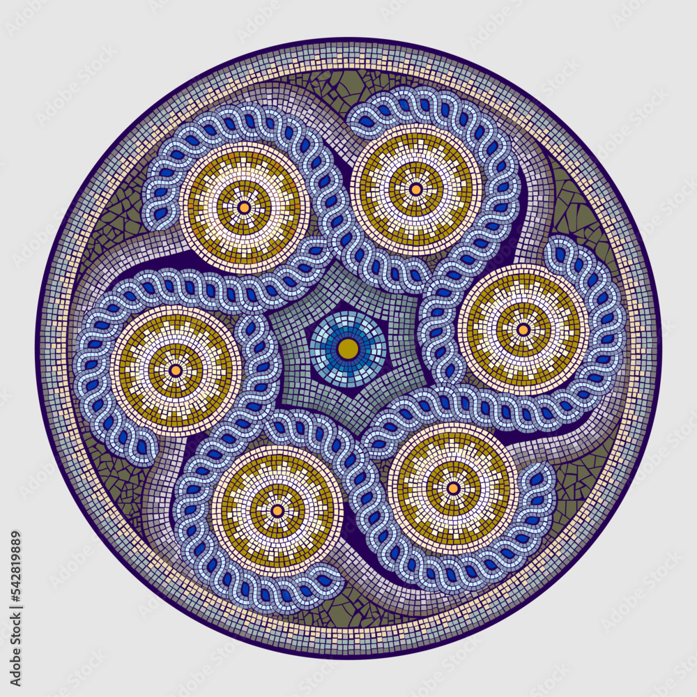 Byzantine mosaic floor. Decorative antique old ceramic tile pattern ...