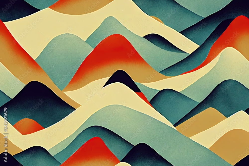 Seamless natural landscape hill pattern for print. Horizontal line ...