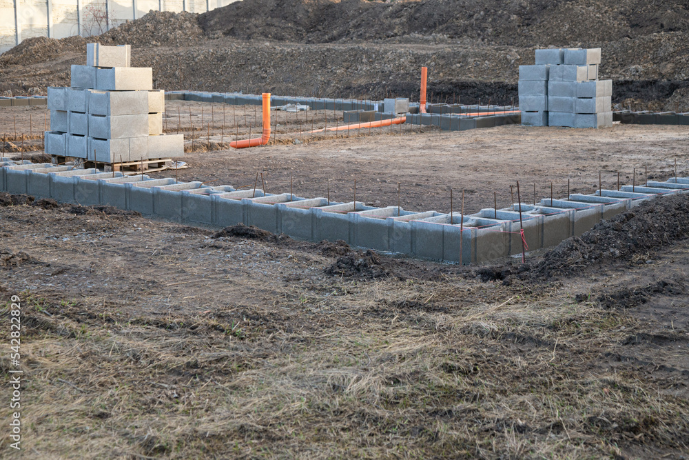 Work on Construction site. Install development pipe drainage system ...