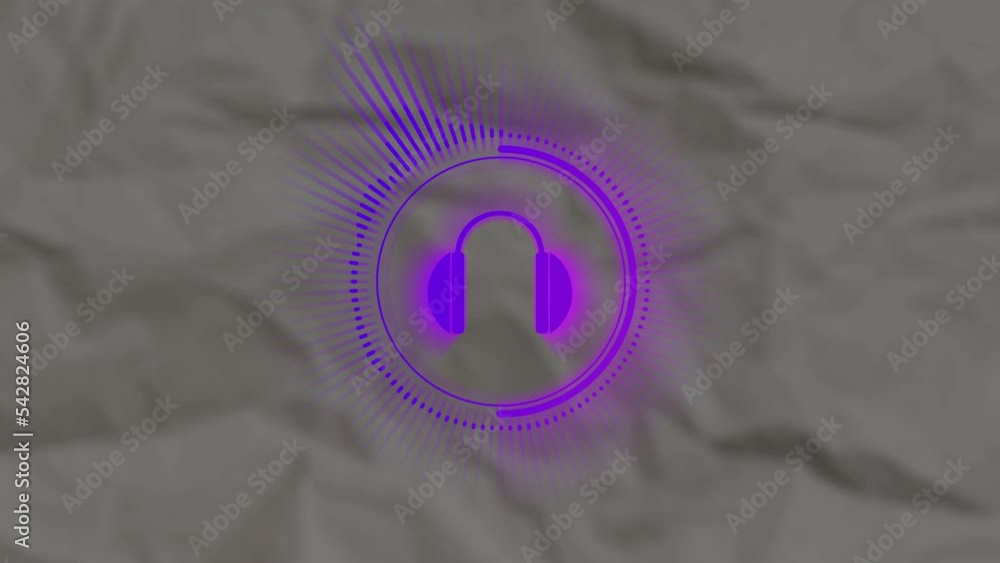 Audio spectrum circular or radial with headphones in the center on ...