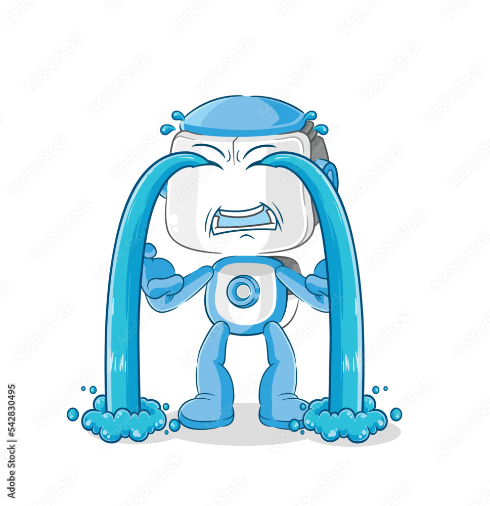humanoid robot crying illustration. character vector Stock Vector ...