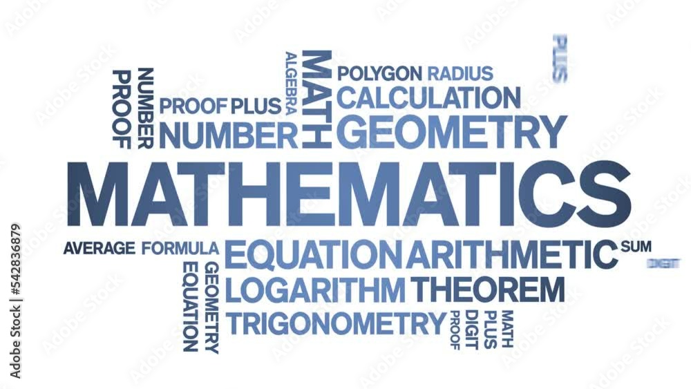 Mathematics animated tag word cloud;text design animation kinetic ...