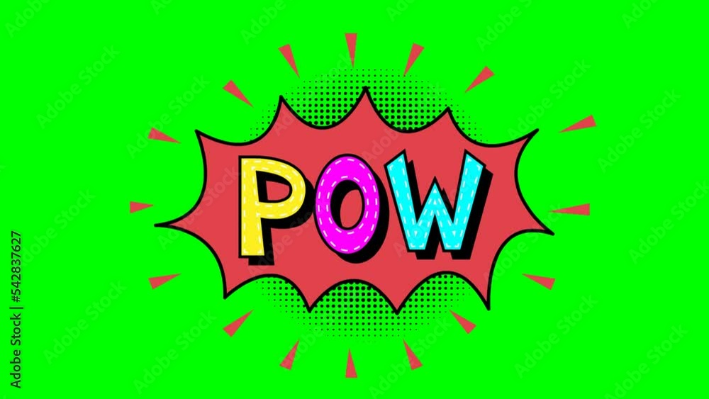 POW Comic words animation green screen Stock Video | Adobe Stock