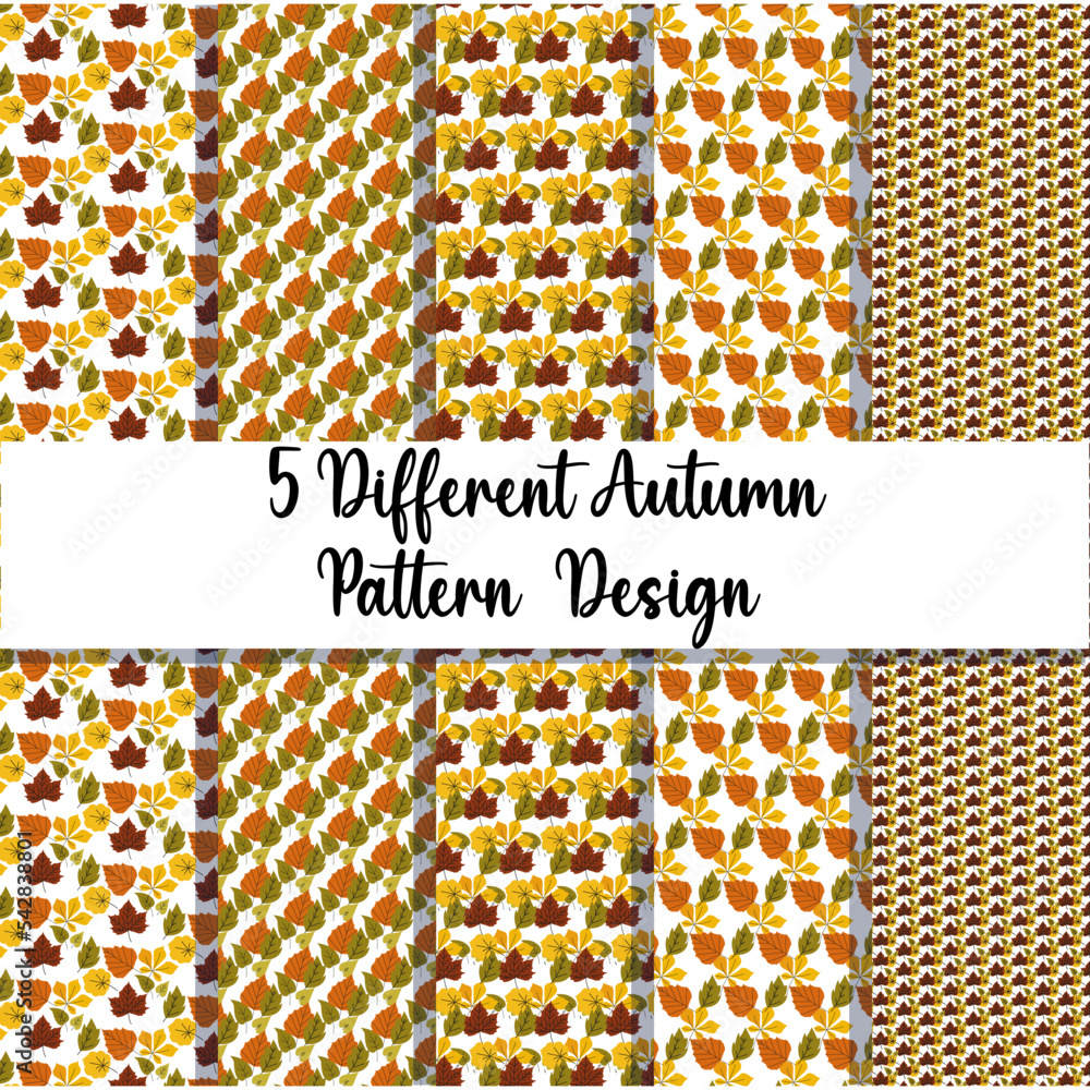Flat autumn pattern design set of geometric shapes falls leaf. vector ...