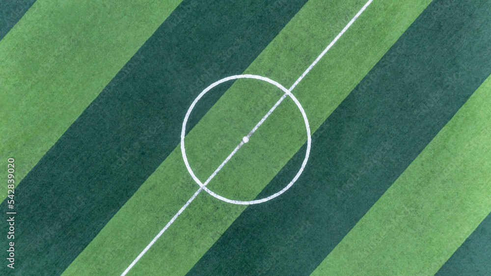 Aerial top view soccer field, football field, soccer field center top ...
