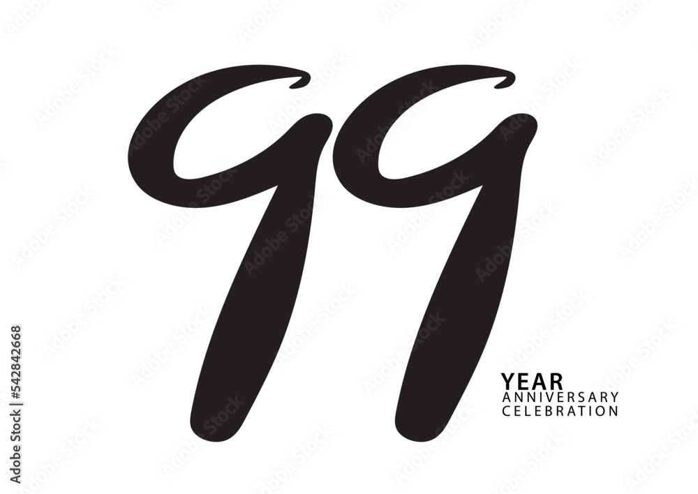 99 year anniversary celebration black color logotype vector, 99 number ...