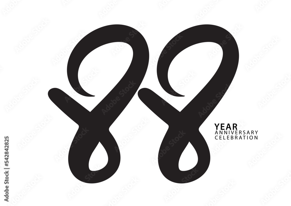 88 year anniversary celebration black color logotype vector, 88 number ...