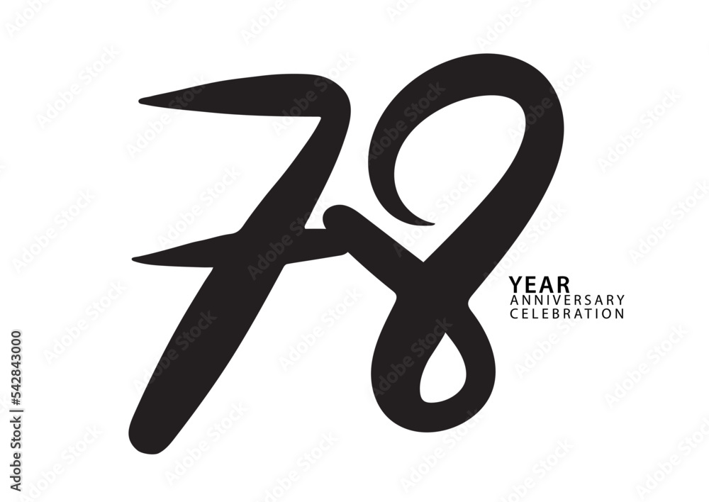 78 year anniversary celebration black color logotype vector, 78 number ...