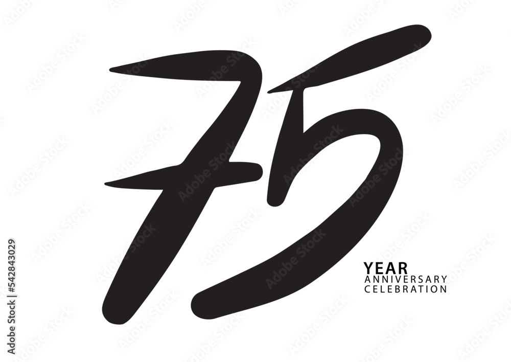 75 year anniversary celebration black color logotype vector, 75 number ...