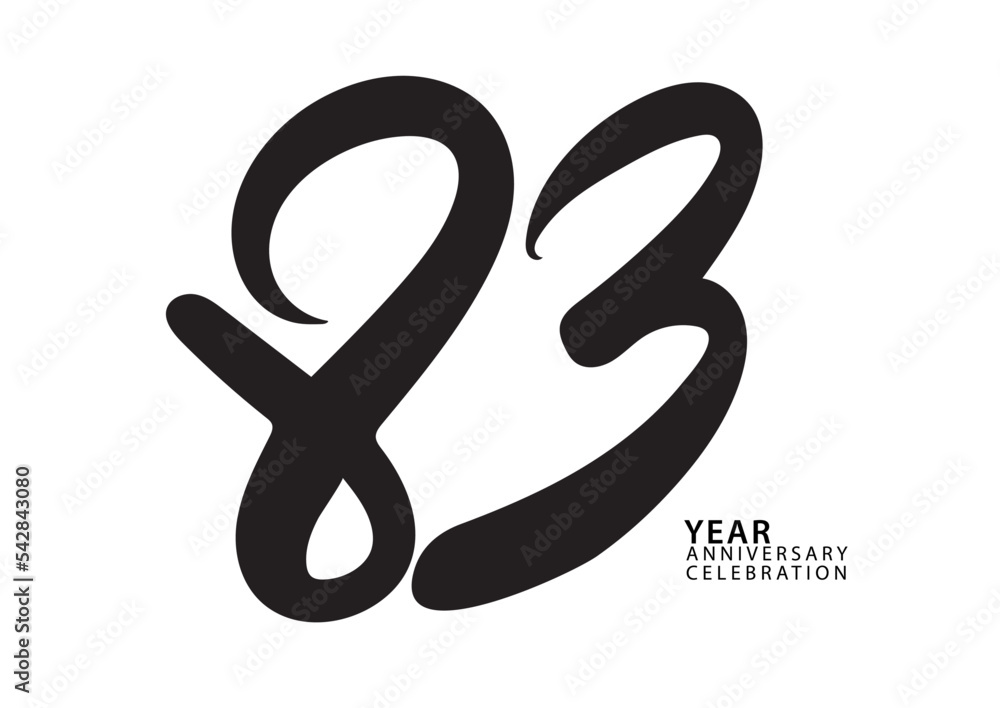83 year anniversary celebration black color logotype vector, 83 number ...