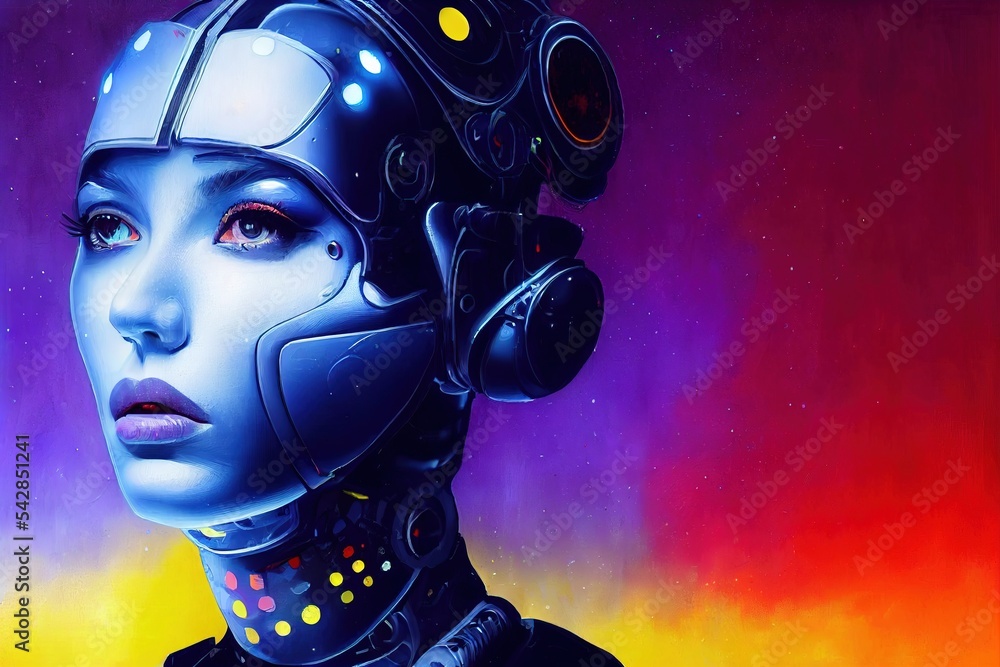 Stunning illustration of female cyborg, ai generated illustration ...
