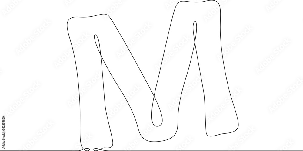 One continuous line. Letter of the alphabet. Latin alphabet. Capital ...