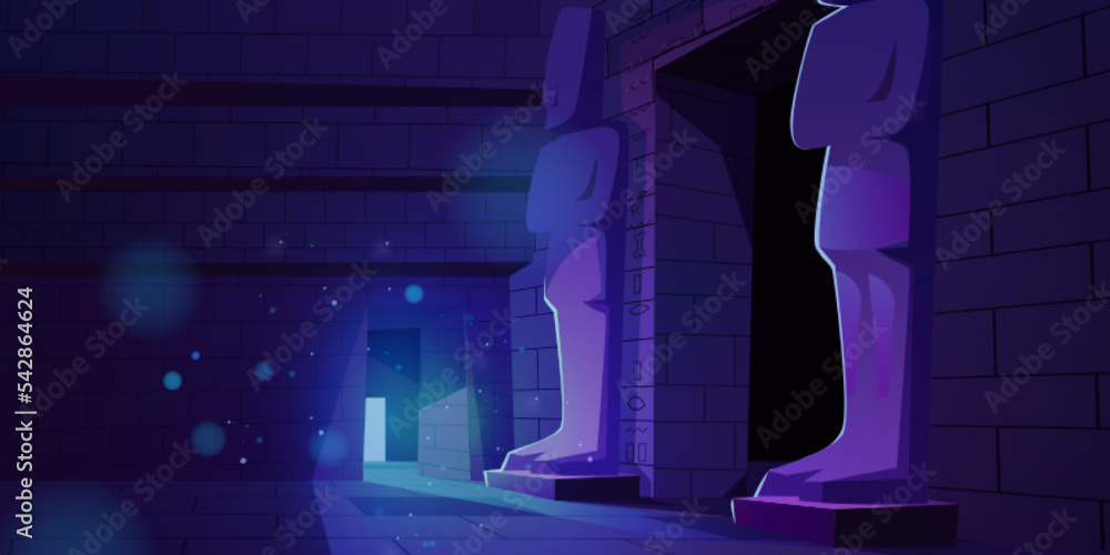 Ancient pyramid in Egypt, pharaoh tomb inside. Old Egyptian temple ...