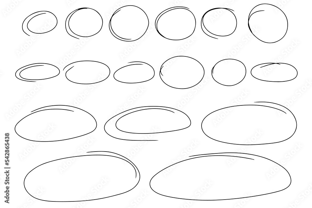Highlight oval marker frames. Hand drawn scribble circle line sketch ...