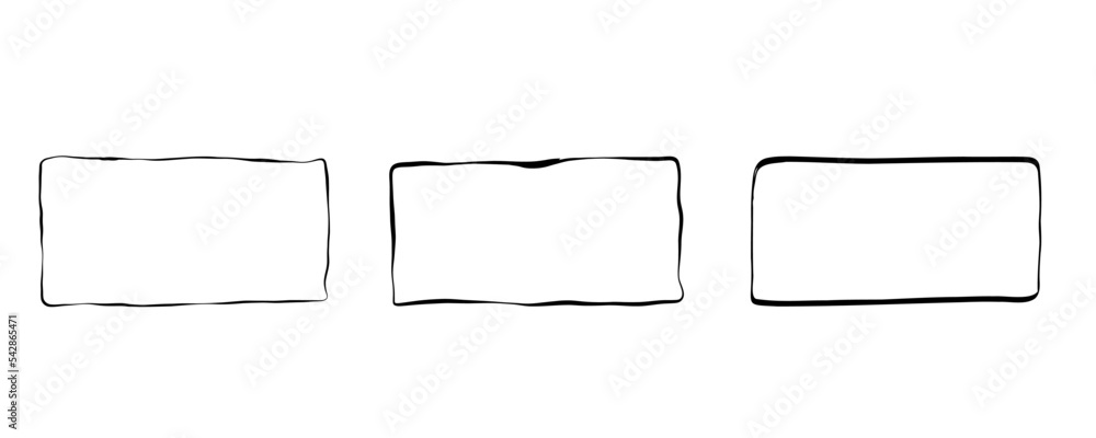 Rectangle frame set. Doodle hand drawn wavy curve deformed textured ...