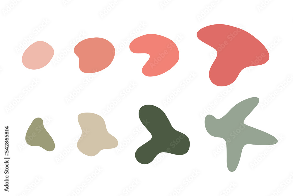 Organic Random Spot Organic Shapes Irregular Stone Or Liquid Green Blobs Abstract Pebble