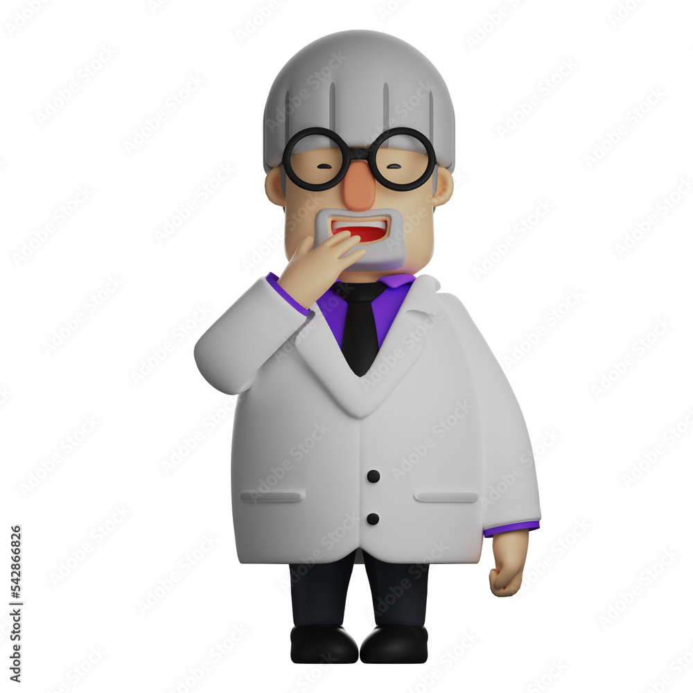 Smiley Face 3D Professor Cartoon Design showing his white teeth Stock ...