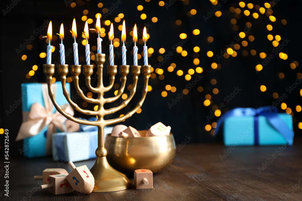 Сoncept of Jewish holiday, Hanukkah, space for text Stock Photo | Adobe ...
