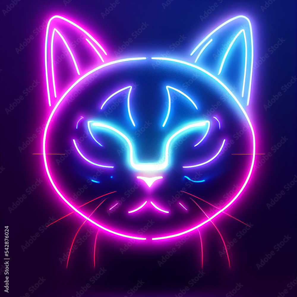 Cyberpunk cat. Cyberpunk neon Cat signal. Twich Cat Emoji. Cat in neon ...