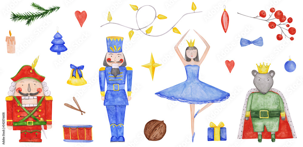 A set of 20 Nutcracker ballet clipart. Watercolor characters of the ...