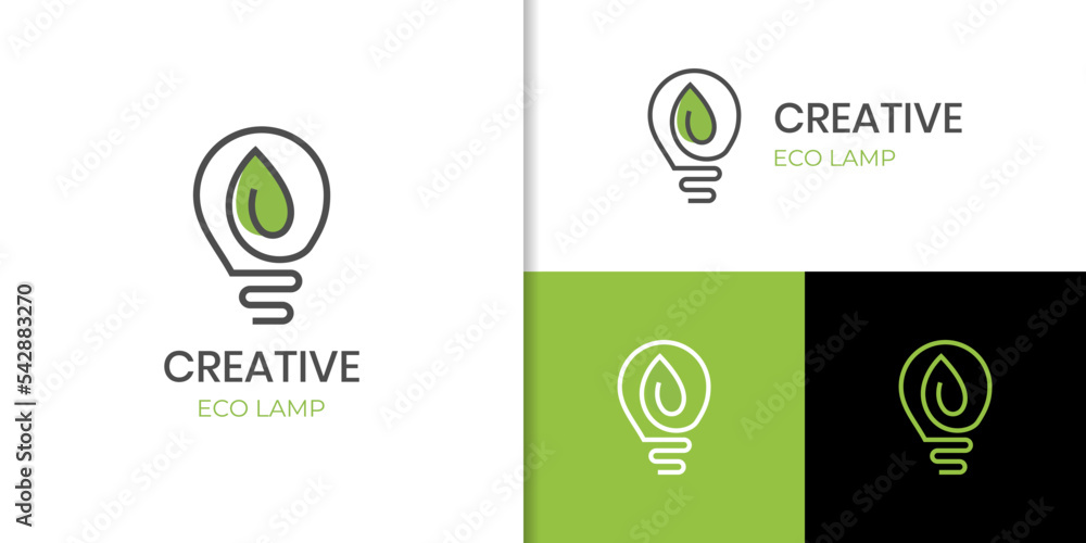 eco energy light logo icon design with lightbulb and leaf design ...