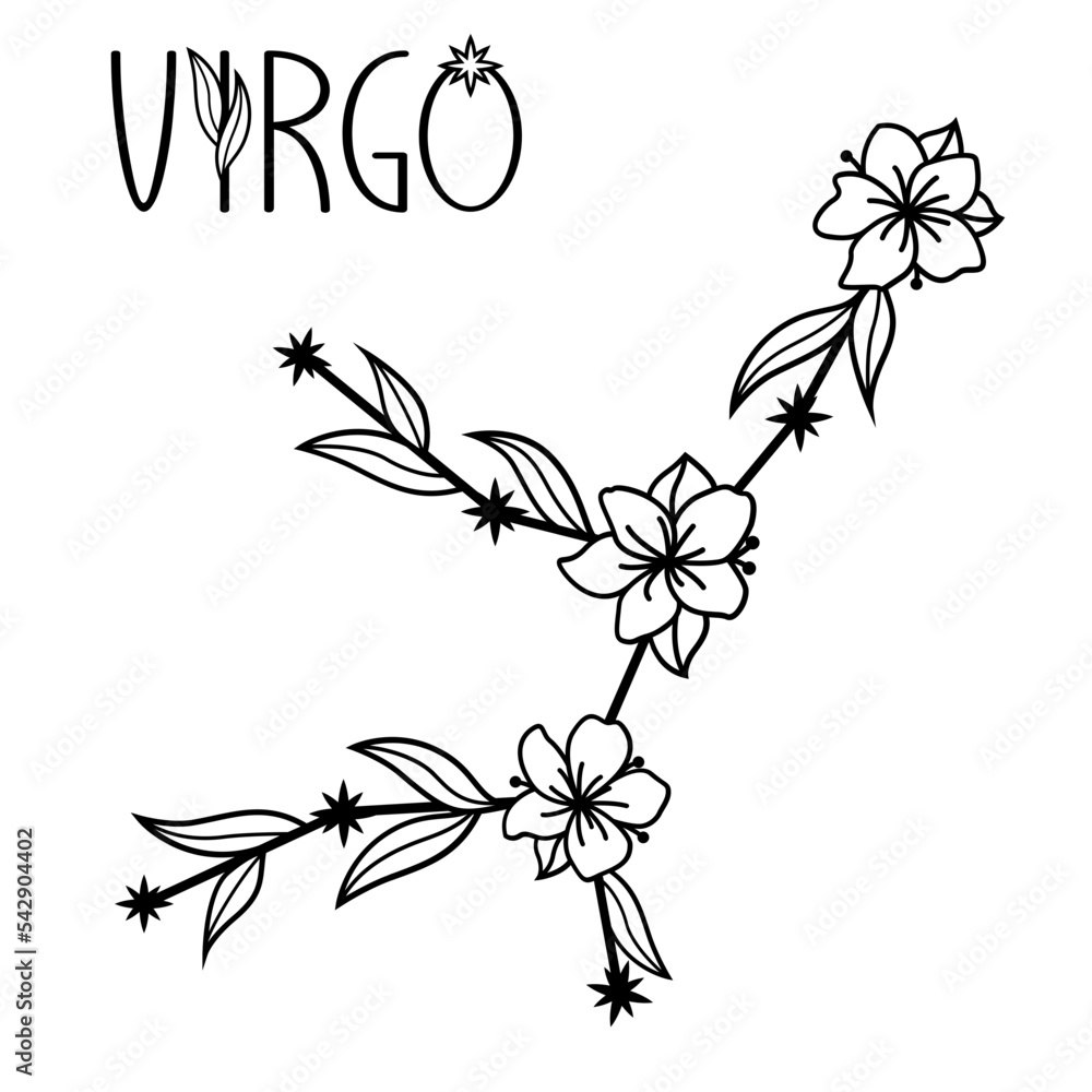 Virgo zodiac sign svg, Floral constellation svg, Horoscope monogram ...