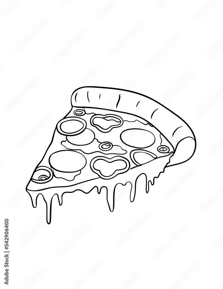 Pizza Isolated Coloring Page for Kids Stock Vector | Adobe Stock
