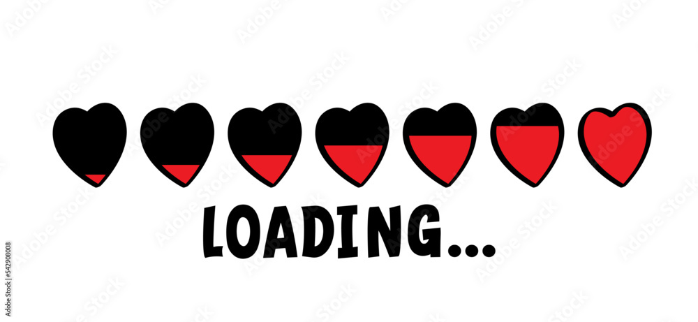 Cartoon Love is loading with heart symbol. Happy valentines day on ...