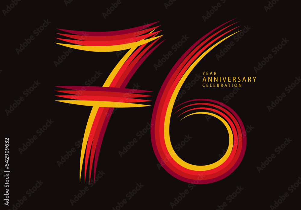 76 years anniversary celebration logotype red line vector, 76th ...