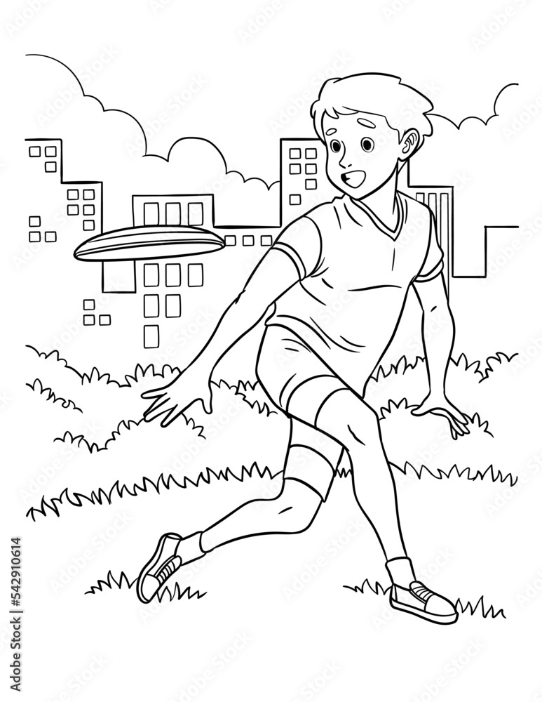 Frisbee Coloring Page for Kids Stock Vector | Adobe Stock