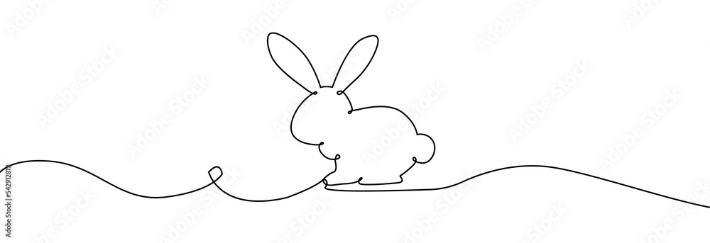 Bunny continuous one line drawing. Rabbit line art . Bunny minimalist ...