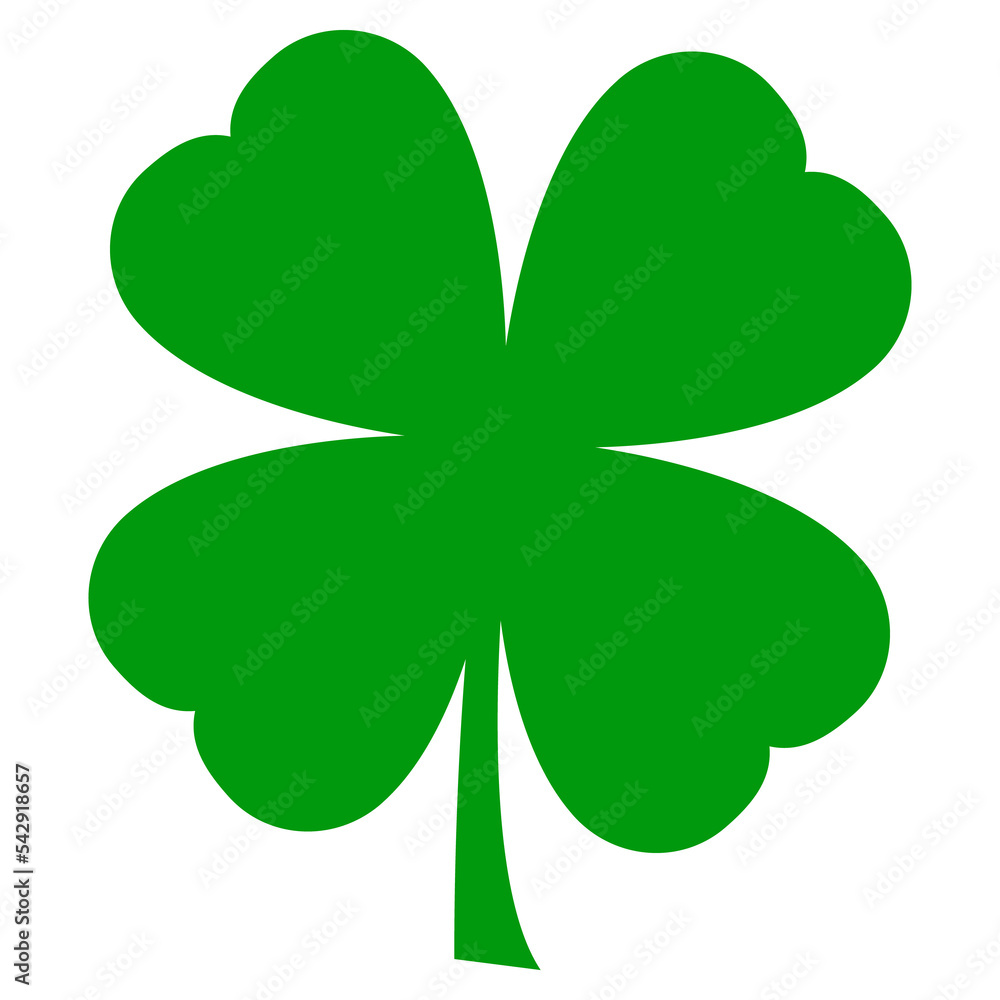 Día de San Patricio. Símbolo de suerte. Silueta aislada de trébol de 4 ...