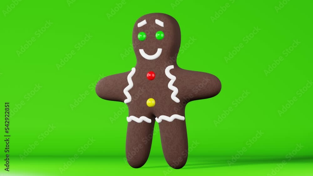 Video Stock Gingerbread man chroma key green screen background 3D ...