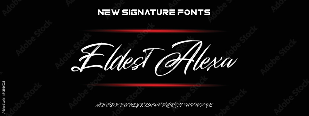 Eldest Alexa Hand drawn calligraphic vector monoline font. Distress ...