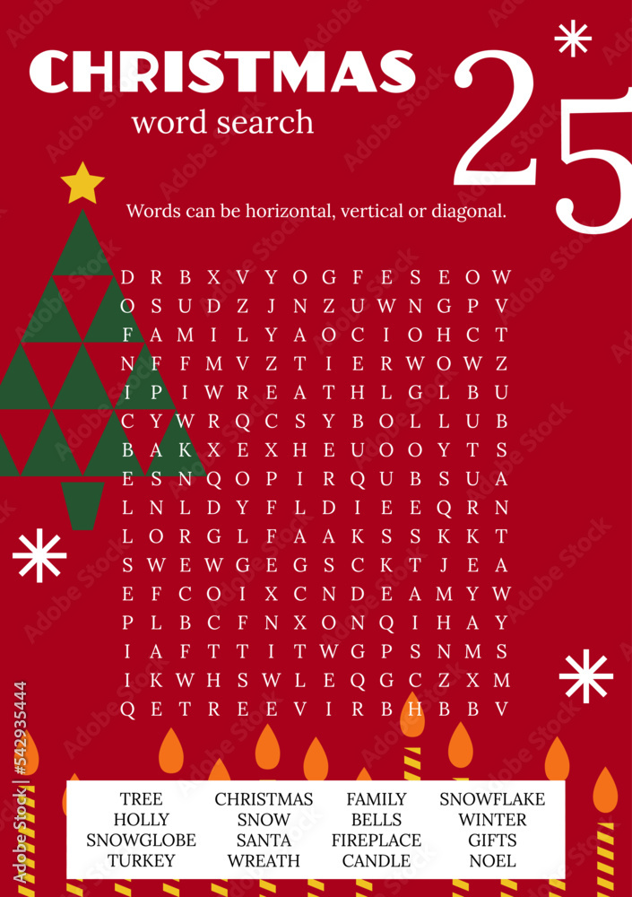 Christmas word search puzzle. Logic game for learning English words ...