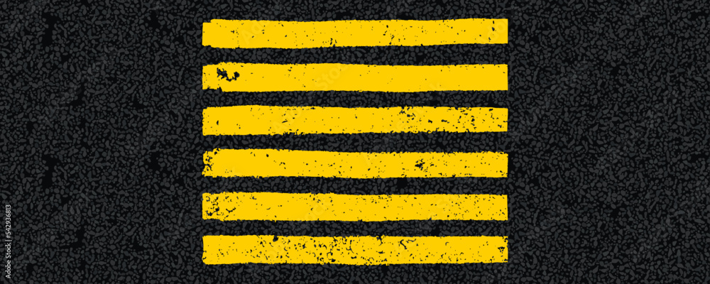 Yellow crosswalk on tarmac road top view. Zebra traffic mark for ...