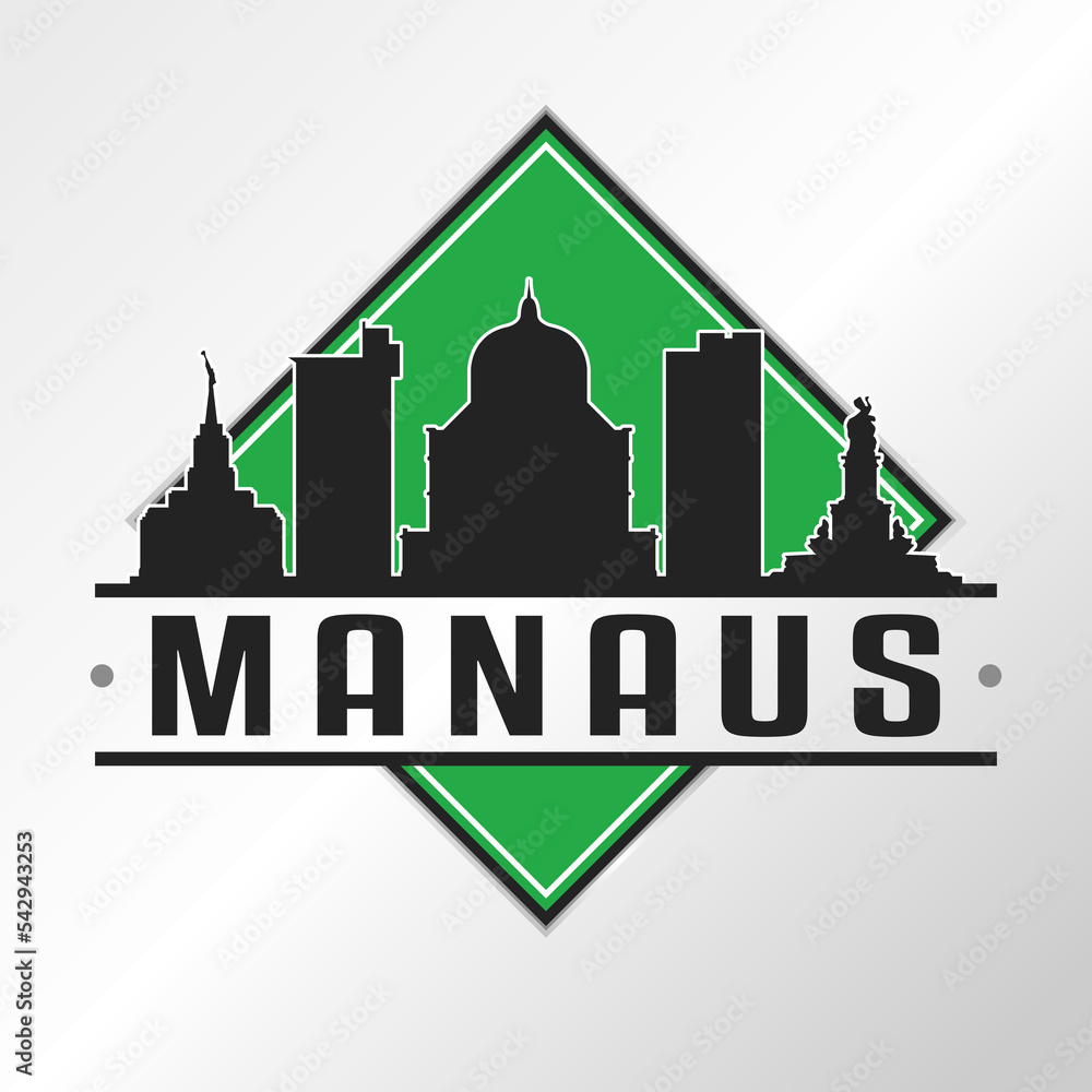 Manaus, State of Amazonas, Brazil Skyline Logo. Adventure Landscape ...