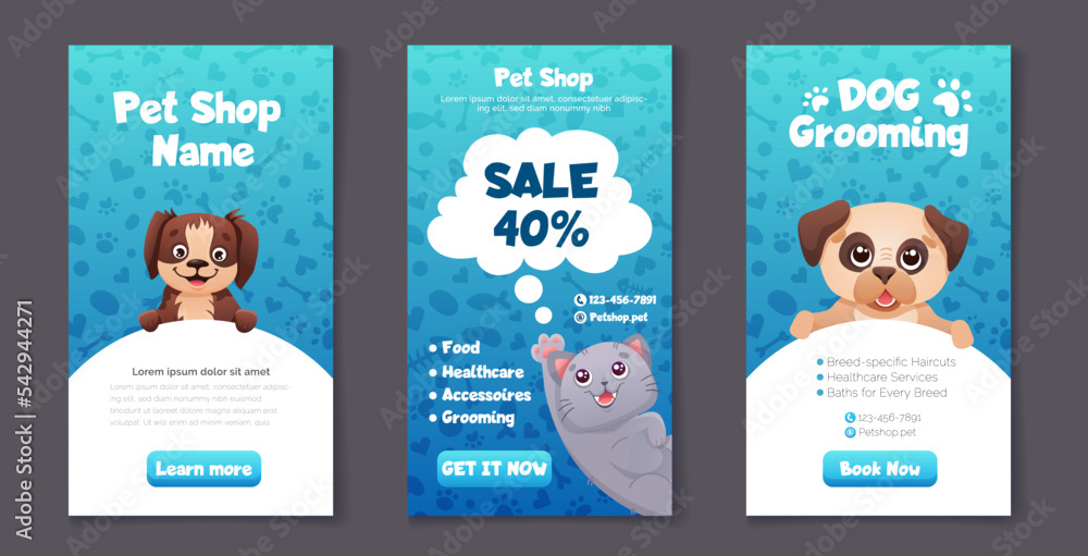 Set of Social media post templates for pet shop, dog grooming and sale ...