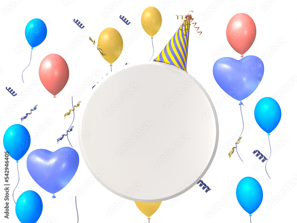 Happy birthday frame icon 3d render cutout Stock Illustration | Adobe Stock