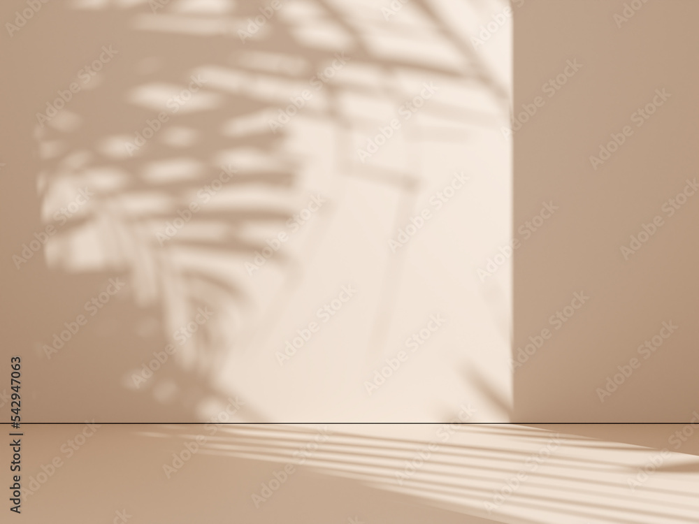 Natural shadow on a beige wall background for product presentation ...