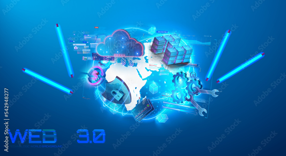 Photo & Art Print Web 3 0 word concept futuristic background, ZinetroN