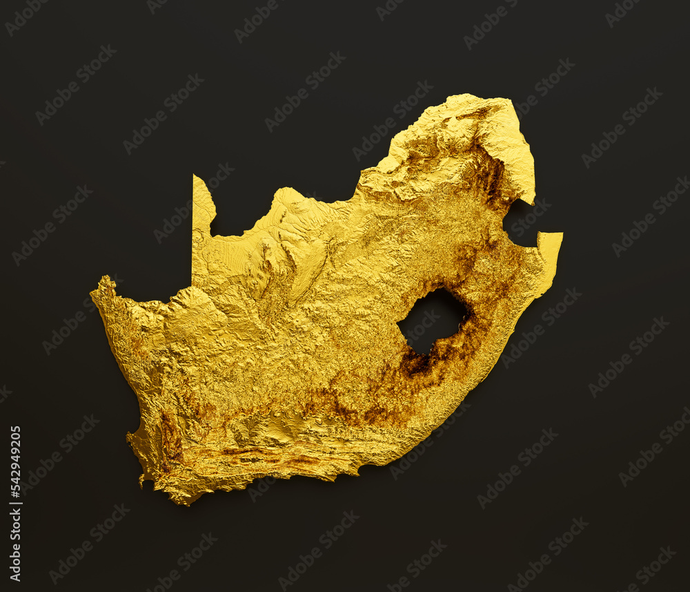 South Africa Map Golden metal Color Height map Background 3d ...