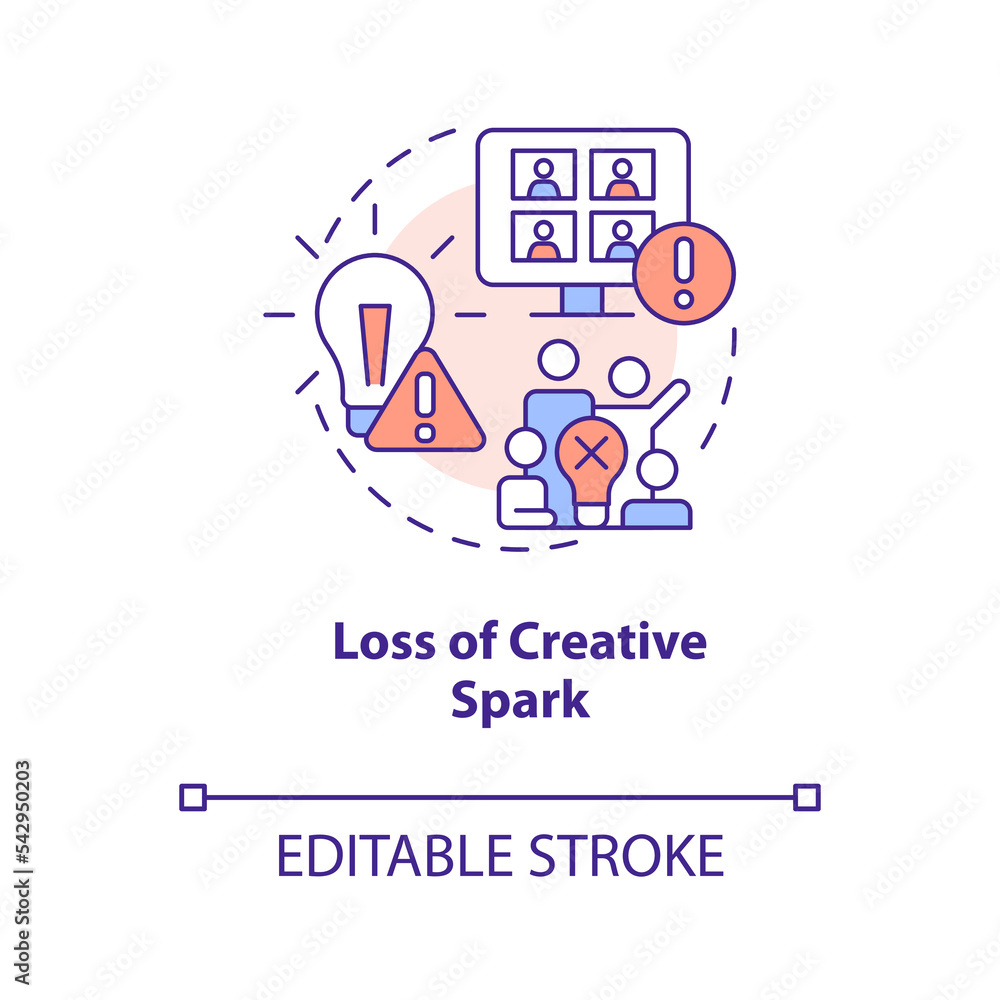 Loss of creative spark concept icon. Shortage of teamwork. Remote work ...