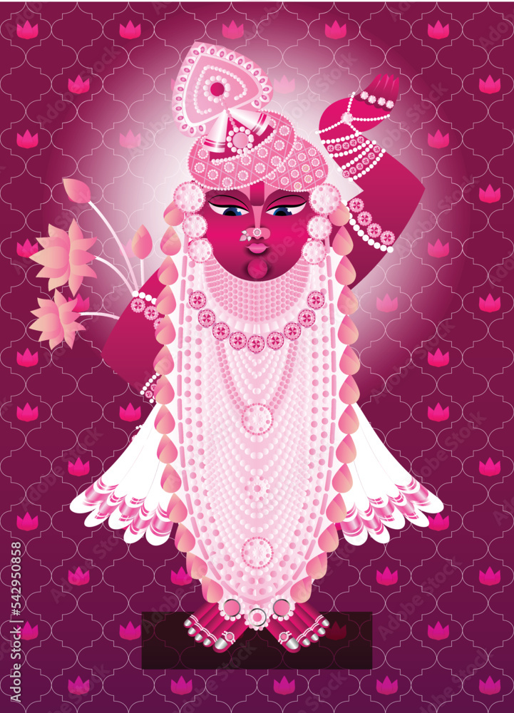Shrinathji or Lord Krishna as Pichwai folk painting Stock Vector ...